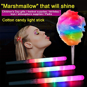 32pcs Cotton Candy Cones - Flashing Glow Sticks - LED Glowing Cotton Candy Sticks for All Type Cotton Candy Machine - Safety Food Grade Material Reusable Marshmallow Sticks