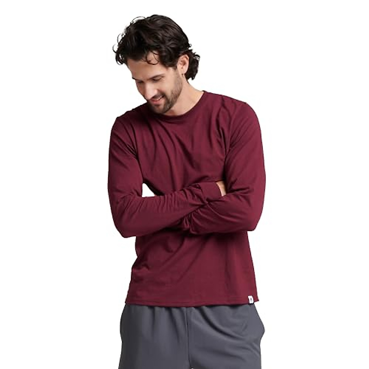 Russell Athletic Mens Cotton Performance Long Sleeve T-Shirts T Shirt, Maroon, XX-Large US