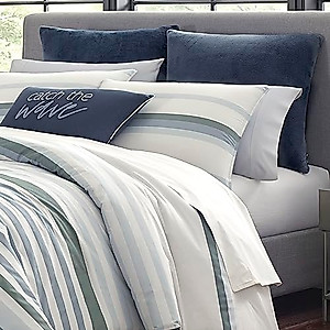 Nautica - Twin Comforter Set, Cotton Reversible Bedding with Matching Sham, Home Decor for All Seasons, Dorm Room Essentials (Lansier Grey, Twin/Twin XL)