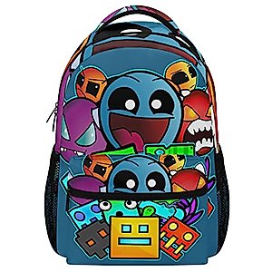 ELENAYAH Geometry Old School Gaming Backpack Kids School Bag Lightweight Daypack Travel Laptop Bag Women Men Bookbags
