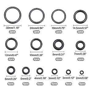 SUPERFINDINGS 60pcs 14 Sizes Rod Ceramic Guides Ring Set Fishing Rod Guide Kit Fishing Rod Eye Replacement Kit with 1pc Stainless Steel Tweezers Fishing Rod Repair Accessories