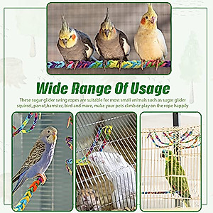 6 Pieces Sugar Glider Toys Handmade Rat Toys Hanging Toy Cage Accessories Swing Toy Bird Rope Perch Swing for Small Animals Sugar Glider Squirrel Parrot Hamster Bird Climbing Exercising, 22.5 Inch