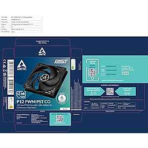 ARCTIC P12 PWM PST CO - PC Fan, 120mm Case Fan, PWM Sharing Technology (PST), Pressure-optimised, Dual Ball Bearing for Continuous Operation, Computer, 200–1800 RPM (0 RPM <5%)