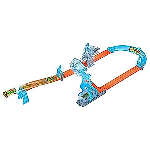Hot Wheels Toy Car Track Set, Track Builder Wind Gravity Pack Playset with 1:64 Scale Vehicle & 12 Component Parts in Modular Storage Box