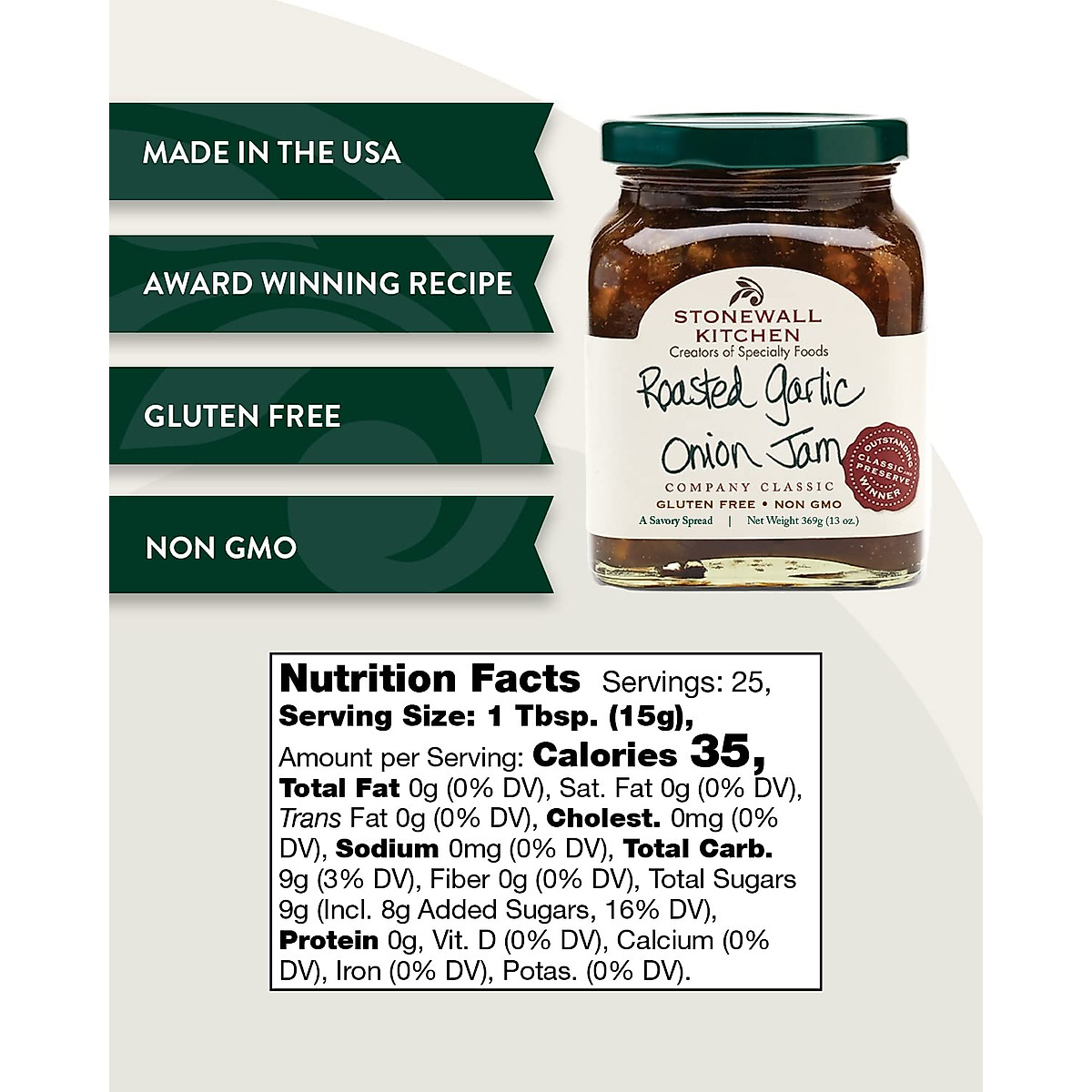 Stonewall Kitchen Roasted Garlic Onion Jam, 13 Ounces