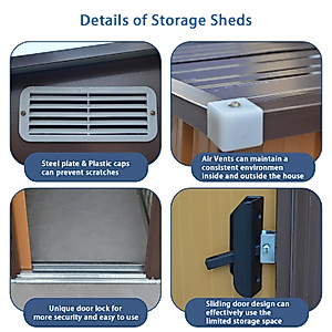 5' x 7' Outdoor Storage Shed, Metal Garden Tool Shed with Lockable Door and Vents, Galvanized Steel Outside Sheds for Backyard, Patio, Lawn, Brown