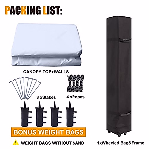 COOSHADE 8x8 Ft Pop up Canopy Tent Enclosed Instant Folding Canopy Shelter with Elegant Church Window Outdoor Pavilion Cater Party Wedding BBQ Events Tent(White)