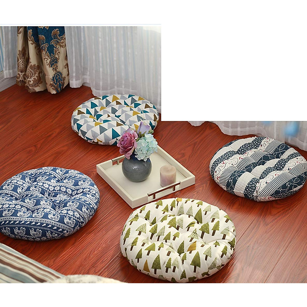 DadaA Cotton Chair Pads,Soft Seat Cushions Thicken Seat Pads Cushion Pillow for Office,Home or Car Sitting,Set of 2 (A)