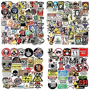 200 Pieces Hard Hat Stickers for Tool Box Helmet Funny Construction Vinyl Waterproof Tool Box Stickers American Patriotic Helmet Decals for Electrician Worker Helmet Hardhat Welding Union Ironworker