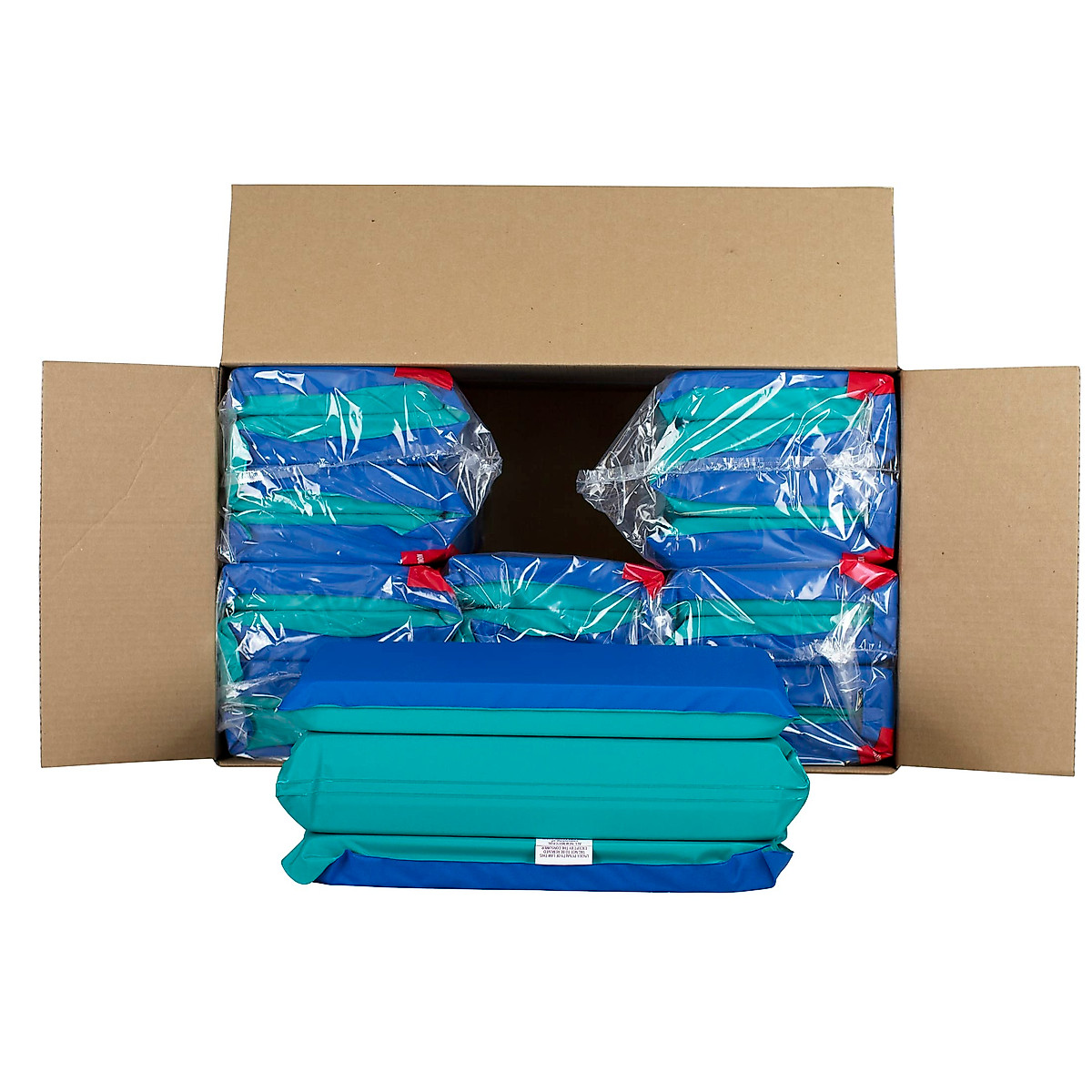 CASE Pack of 6 KinderMat Jr. Daydreamer, 2 inches Thick, 4-Section Rest Mat, 44" x 19" x 2", Blue/Teal, 100% Made in USA (CASE of 6: 500220 2" Jr. Daydreamer)