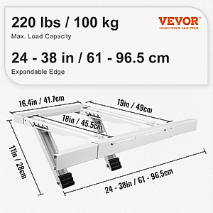 VEVOR Air Conditioner Support Bracket, No Drilling Easy Installation, Heavy Duty Steel Construction Max. 220 lbs Load Capacity, Fits Single or Double Hung Windows, Home and RV, White