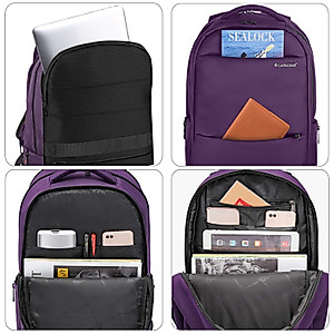 LAPACKER 15.6-17 inch Business Laptop Backpacks for Women Mens, Water Resistant Laptop Travel Bag with USB Charging Port, Lightweight College Students Notebook Computer Backpack - Purple