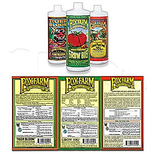 Fox Farm Liquid Nutrient Soil Trio- Pints: Big Bloom, Grow Big, Tiger Bloom (Pack of 3-16 oz. Bottles)
