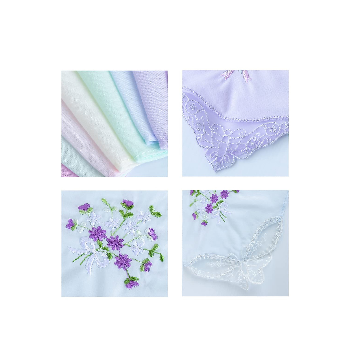 CoCoUSM Womens Handkerchiefs Lace Embroidered Cotton Handkerchiefs Bulk