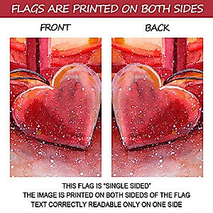 Texupday Red Love Heart Decoration Happy Valentine's Day House Flag Outdoor Yard Flag 28" x 40"