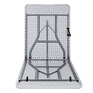 ANJIONG Folding Table 6ft Portable Heavy Duty Plastic Fold-in-Half Utility Picnic Table Plastic Dining Table Indoor Outdoor for Camping White