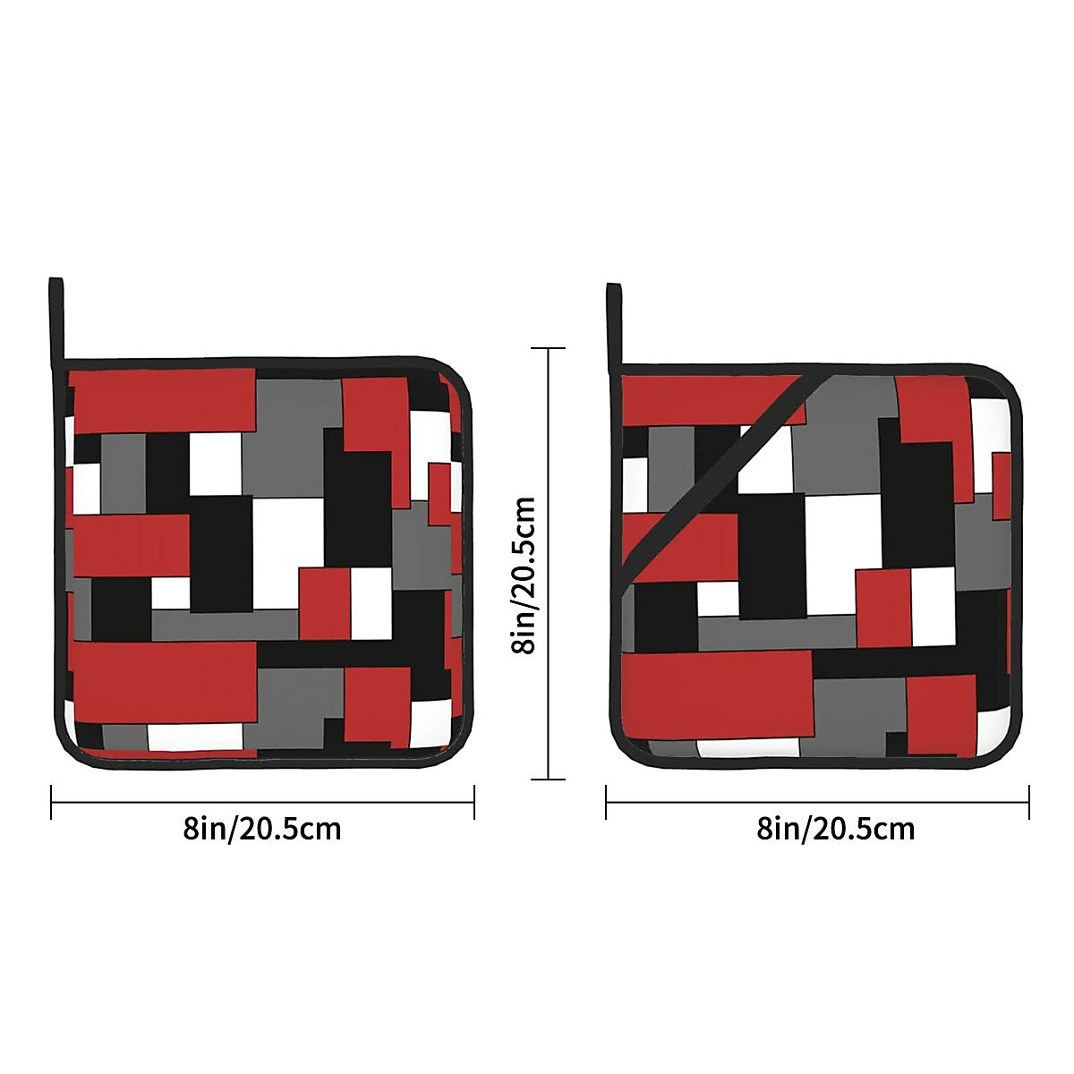 Pot Holders for Kitchen,Abstract Red Black Check PatternHeat Resistant Potholder Non-Slip Heat Pad 2 PCS,Oven Mitts Potholders for Daily Kitchen Baking,Cooking,Restaurant 8 Inch