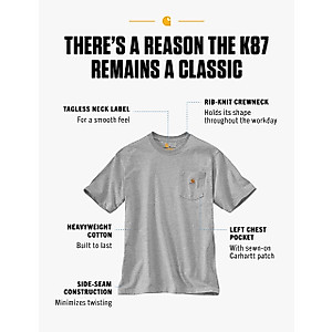 Carhartt Men's Loose Fit Heavyweight Short-Sleeve Pocket T-Shirt (Also Available in Big & Tall), Heather Grey, Large