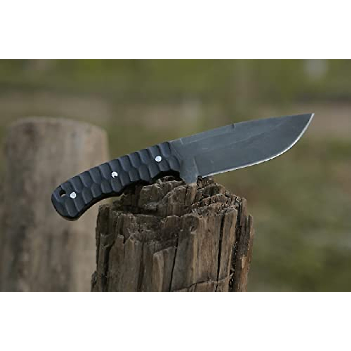 DNT BLADES Hunting knife with Sheath Acid Wash Camping fixed-Blade Knives Carbon Steel Survival Bushcraft knife with Micarta Handle