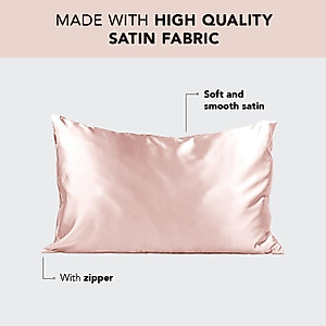 Kitsch Satin Pillowcase for Hair and Skin Queen, Softer Than Silk Pillow Cases for Hair, Cooling Satin Pillowcase with Zipper, Pillow Case Covers, Satin Pillow Cases Standard Size (Blush, 1 Pack)