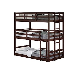 Donco Kids DONCI 1555-TTTCP Triple Bunk Bed Twin/Twin/Twin Dark Cappuccino