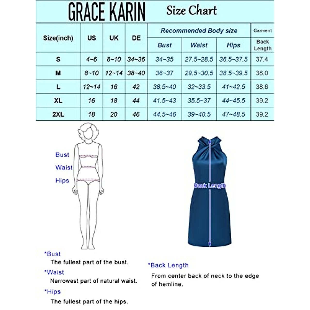 Satin Dress for Women Wedding Guest Halter Party Cocktail Dress Black L