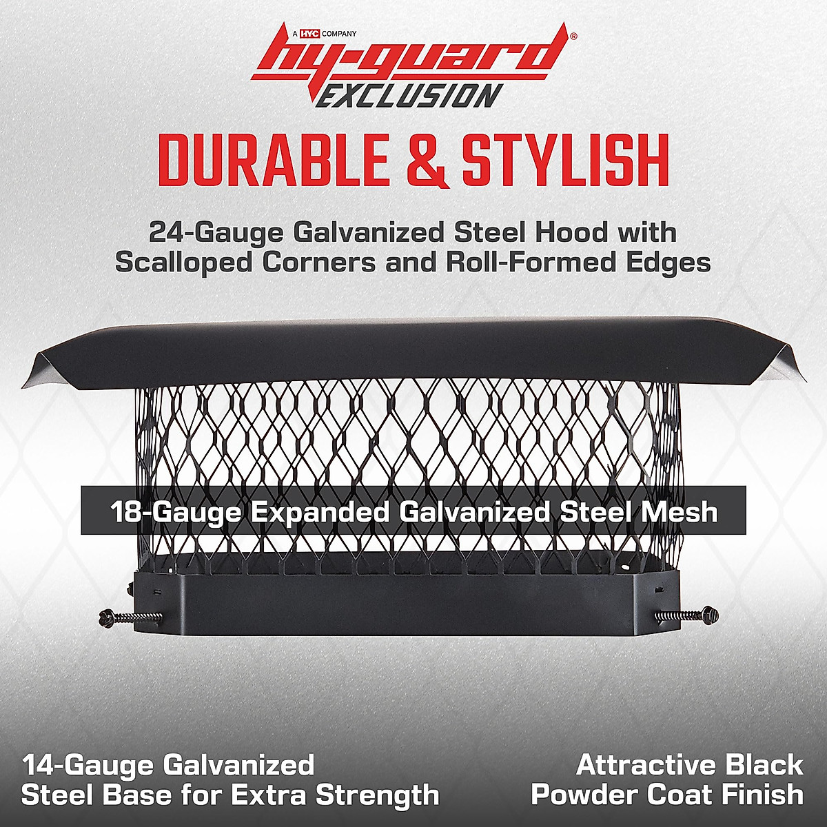 HY-Guard Galvanized Steel Chimney Cover - HY-C Black Chimney Cap, Single Bolt-On Chimney Fireplace Cover, Chimney Flue Cover to Fit On Existing Flue Tiles, Chimney Vent Cap with Hood Plate (9" x 13")