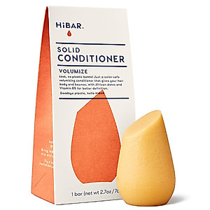 HiBAR - Volumize Conditioner Bar - For Thin & Flat Hair - Add Body, Definition & Volume - With African Dates & Vitamin B5 - Plastic-Free - Soap, Paraben & Sulfate-Free -Color Safe & Vegan -1 Solid Bar