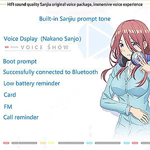 YTDTKJ Nakano Miku Bluetooth Headphones,The Quintessential Quintuplets Headphone with Build-in Mic,Foldable Over Ear Wireless Headphones,Hi-Fi Stereo for Cosplay,Blue, 17TTAXXCB06390B63FQTF