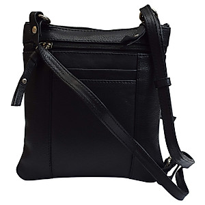Women's Purse Crossbody Handbag Premium Genuine Leather Shoulder Bag Luxury Gift for Ladies (Black)