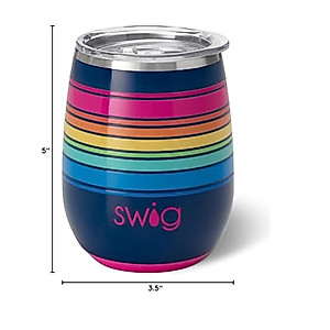 Swig Life 14oz Stemless Wine Cup, Insulated Wine Tumbler with Lid, Stainless Steel Travel Tumbler (Electric Slide)