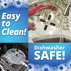 Hover Cover Magnetic Splatter Cover, 12-Inch Clear BPA-Free Food Lid, Vented Plate Guard with Steam Vents, Anti-Splash Microwave Lid, Dishwasher Safe, Space-Saving Magnetic Storage - Black 2 Pack