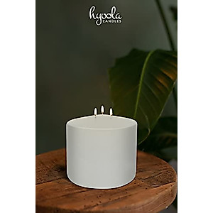 HYOOLA White Three Wick Large Candle - 6 x 6 Inch - Unscented Big Pillar Candles - 146 Hour - European Made