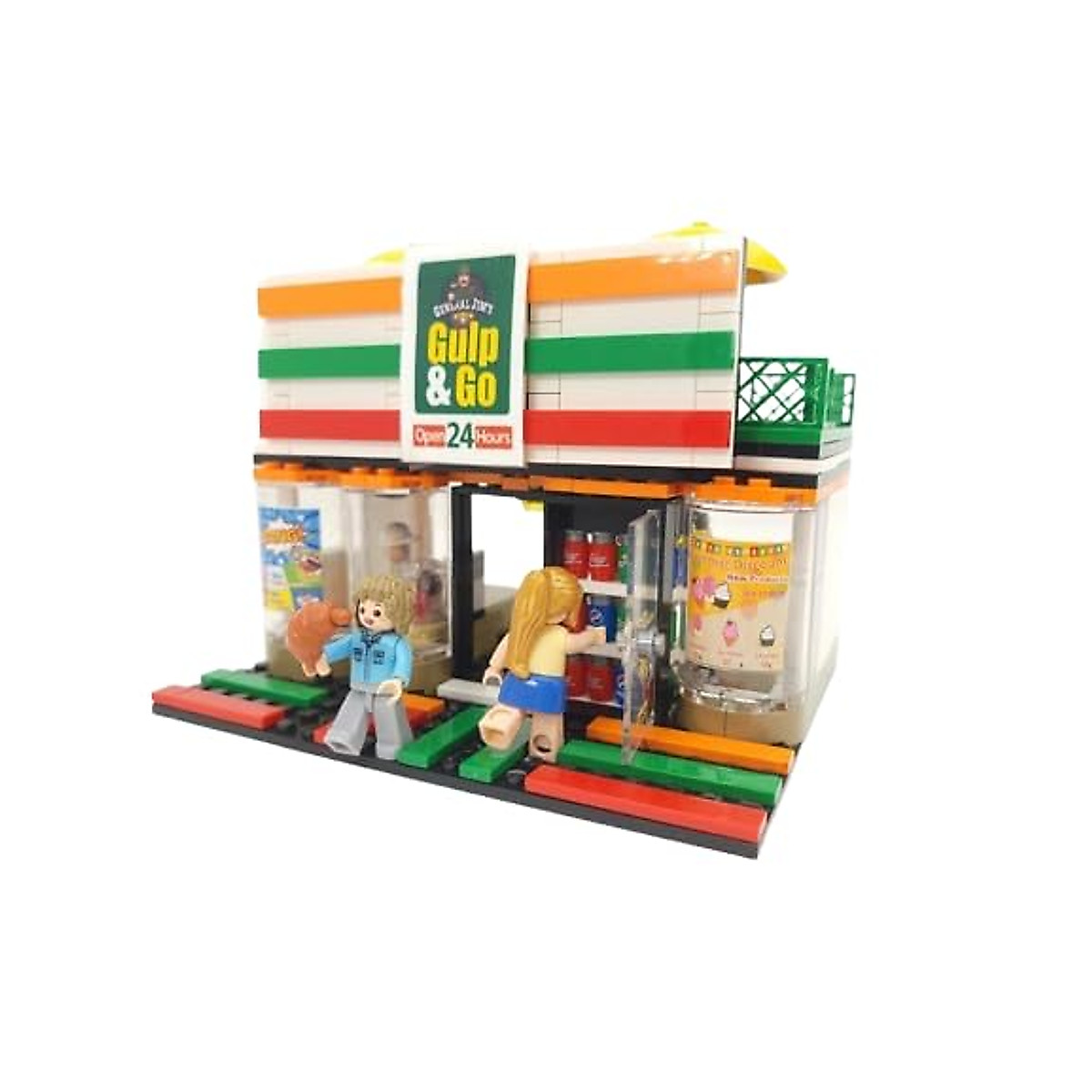 General Jim's 'Gulp & Go' Modular Convenience Store & Gas Station Building Blocks Set - 320 Piece Creator Street Bricks Kit