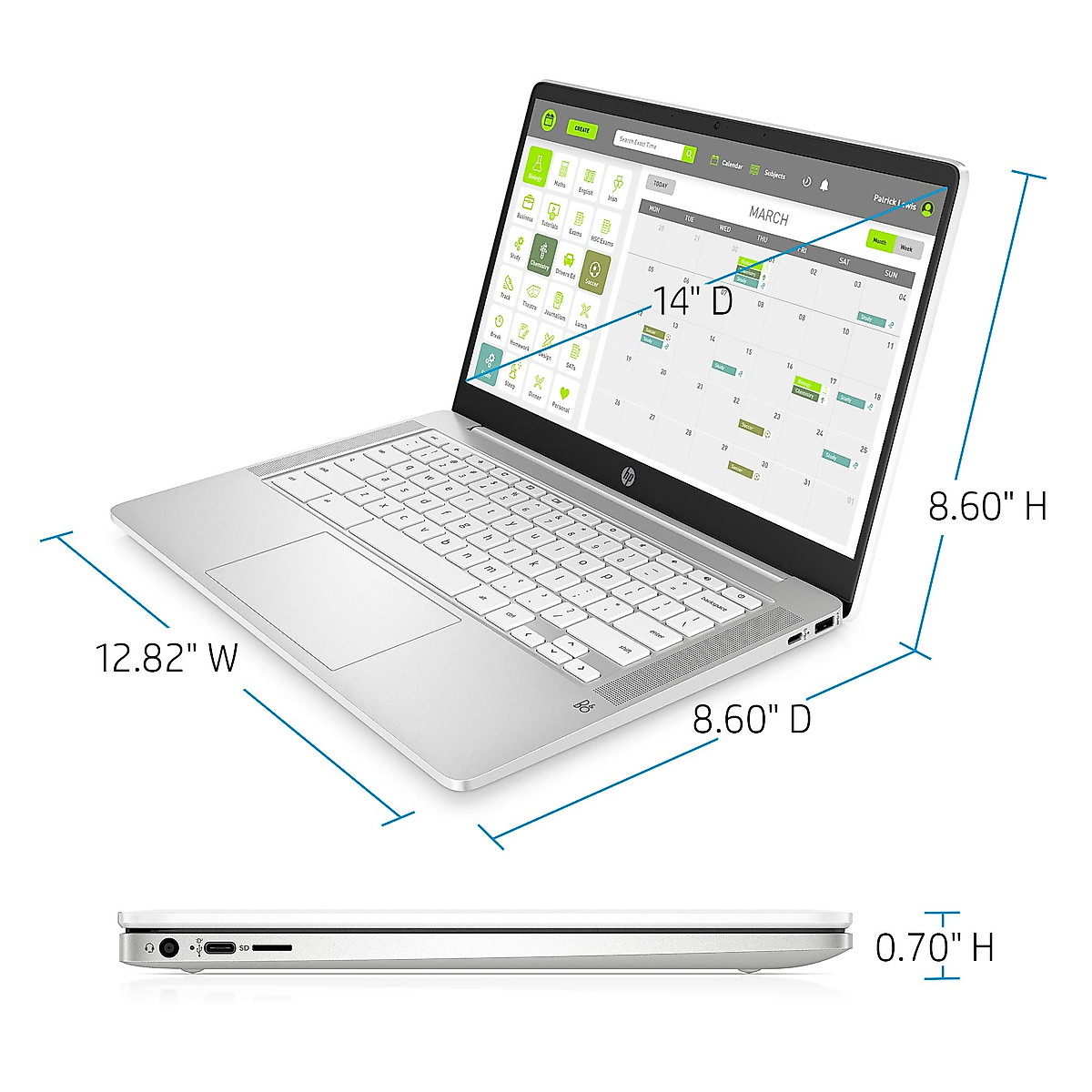 HP Chromebook 14-inch FHD Laptop, Intel Celeron N4000, 4 GB RAM, 32 GB eMMC, Chrome (14a-na0060nr, Ceramic White)