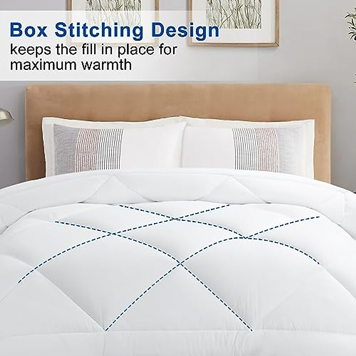 All-Season California King Comforter-Soft and Cooling Comforter for Restful Sleep-Down Alternative Quilted Comforter-2100 Series Duvet Insert with Corner Tabs(White,Cal King,96"x104")