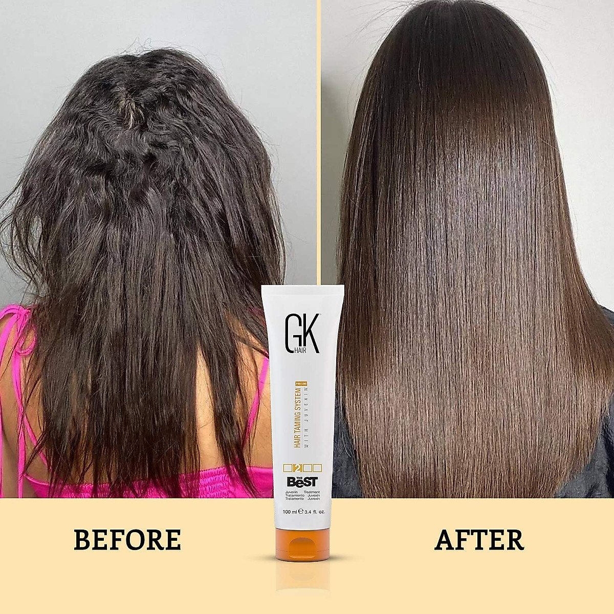 GK HAIR Global Keratin The Best (3.4 Fl Oz/100ml) Smoothing Keratin Hair Treatment - Professional Brazilian Complex Blowout Straightening For Silky Smooth & Frizz Free Hair