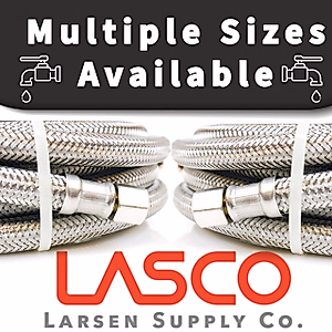 LASCO 10-0946 2-Foot Ice Maker Water Supply Line, Braided Stainless Steel, X 1/4-Inch Female Compression, 1-Pack