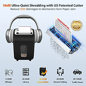 Paper Shredder for Home Office,VidaTeco 14-Sheet 60-Mins Micro Cut Shredder with US Patented Blade,Shred Card/CD/Clip/Staple,Shredder for Home Use Heavy Duty,AUTO Jam Proof,5.3-Gallon Pullout Bin(ETL)
