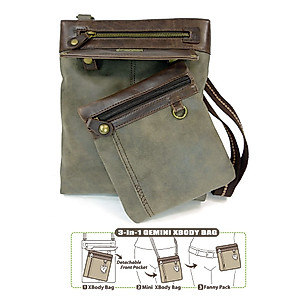 Chala Gemini Vegan Leather Crossbody Bag "Dragonfly" Stone Gray