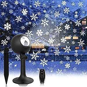 Christmas Projector Lights Outdoor Waterproof Snowflakes Xmas Show LED Indoor Projection Light White Snowfall Spotlight for Holiday Party House Garden Patio Landscape Outside Decorations