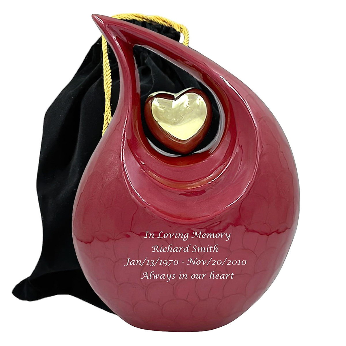 Customizable Cremation Urn with Velvet Bag - Engravable Cremation Urn - Memorial Urn - Funeral Urn - Burial Urn - Urns for Human Ashes