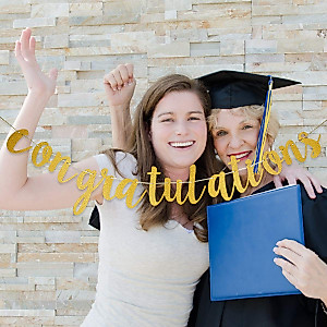 Congratulations Banner Gold Glitter Congratulations Graduation Banner Congratulations Banner Graduation 2024 Congratulations Graduation Party Decorations for College Graduation Party Decorations 2024