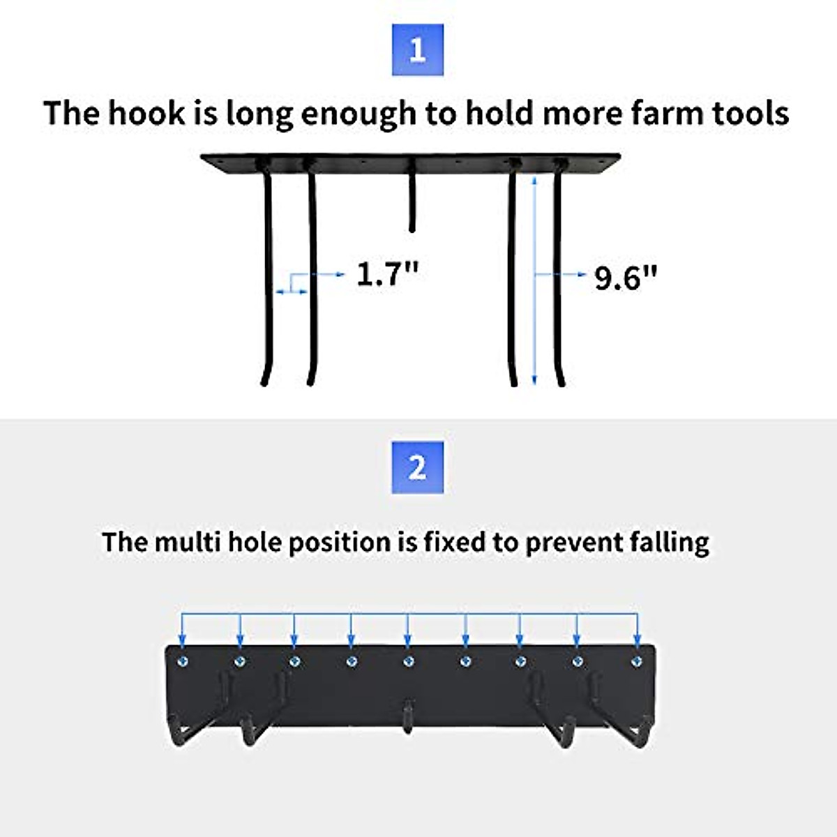 2 Pack Tool Storage Rack Heavy-Duty Metal Garage Wall Mount Organizer Holds Up to Max 200 lbs…