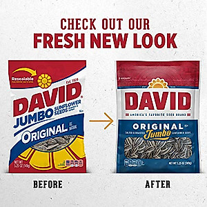 DAVID Roasted and Salted Original Jumbo Sunflower Seeds, 5.25 oz