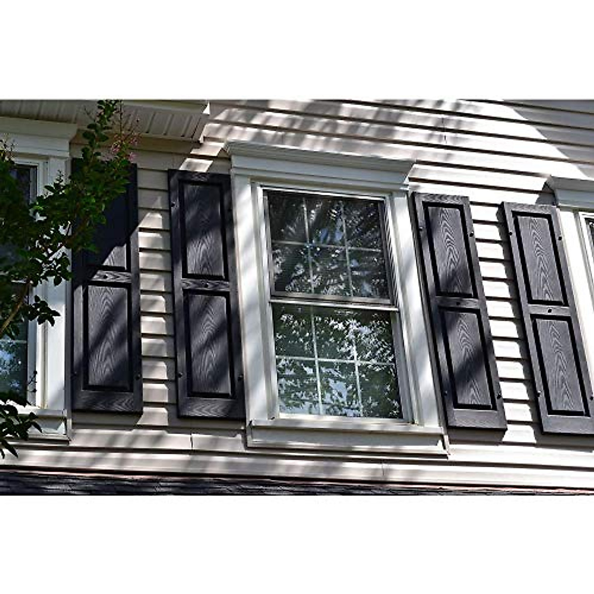 Ekena Millwork Lifetime Vinyl LP2S12X05500PG Standard Two Equal Panel Vinyls, Raised Panel Vinyl Shutters, w/Installation Shutter-Lok's & Matching Screws (Per Pair), 12"W x 55"H, Paintable