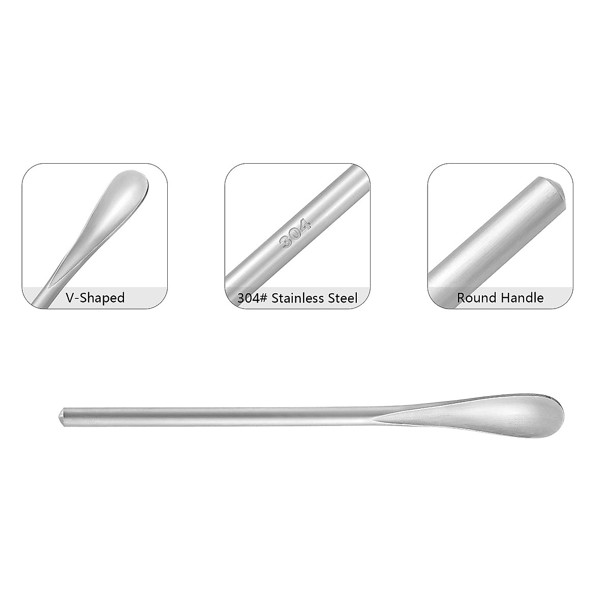 12-piece 5-inch Stainless Steel Coffee Stirring Spoon, Cocktail Stirring Stick with 12.8 cm Length, Small Spoon with Round Handle, Reusable Ice Tea Spoon, Bar Spoon. Dishwasher Safe.