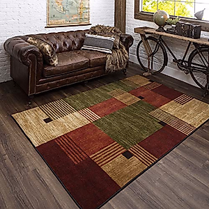 Mohawk Home Alliance Modern Geometric 7' 6" x 10' Area Rug - Red - Perfect for Living Room, Dining Room, Office
