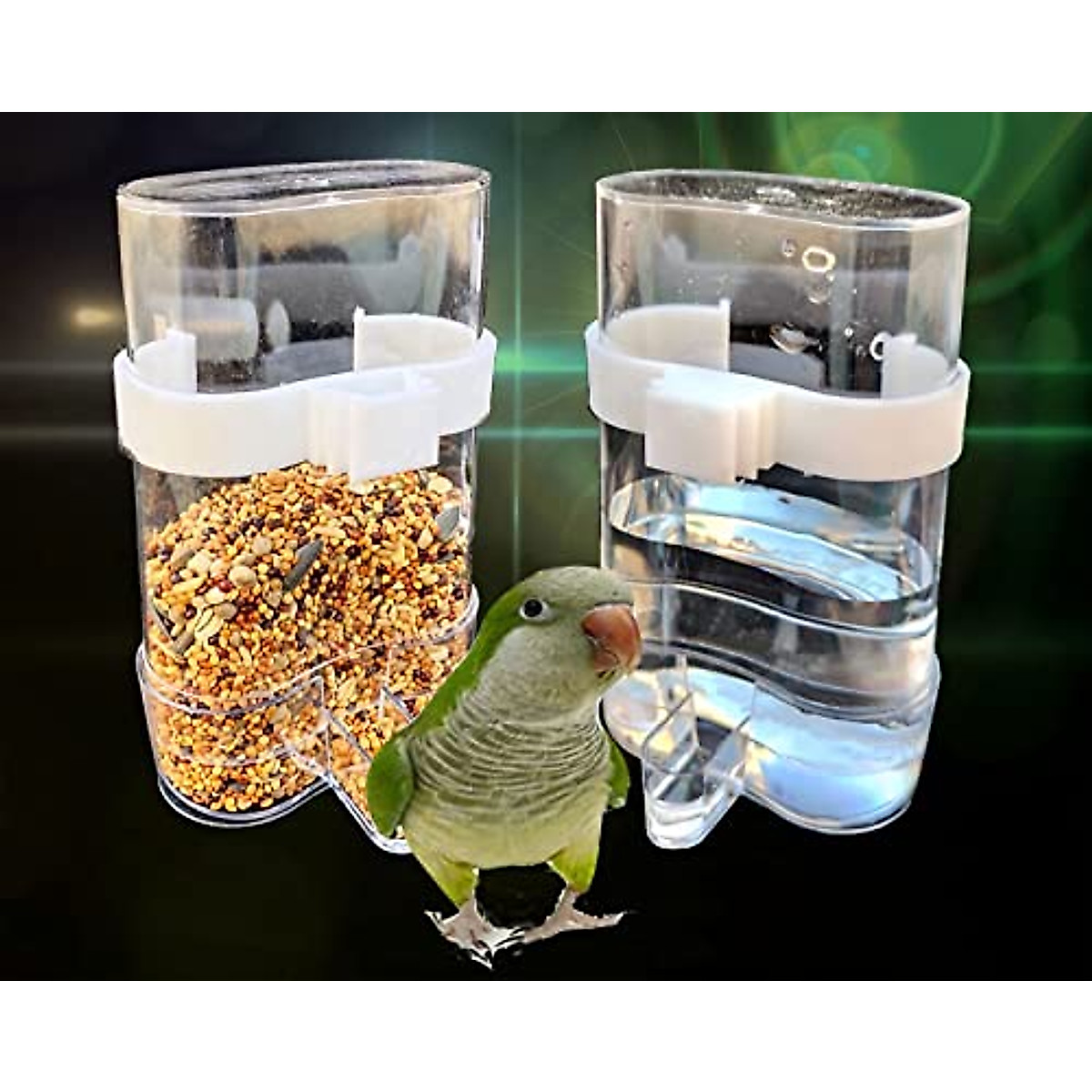 Automatic Bird Waterer Feeder,Bird Water Dispenser for Cage,2PCS No Mess Bird Feeder Parakeet Waterer Cockatiel Cage Accessories