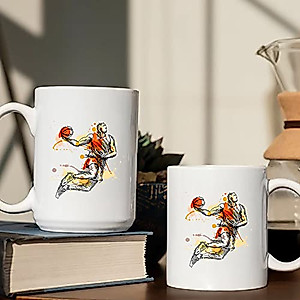 Basketball Player Coffee Cup For Basketball Player, Sport Player | Basketball Player Ceramic Mug Tea Cup | Basketball Player Mug For Men Women | Customize Basketball Mug White 11oz 15oz